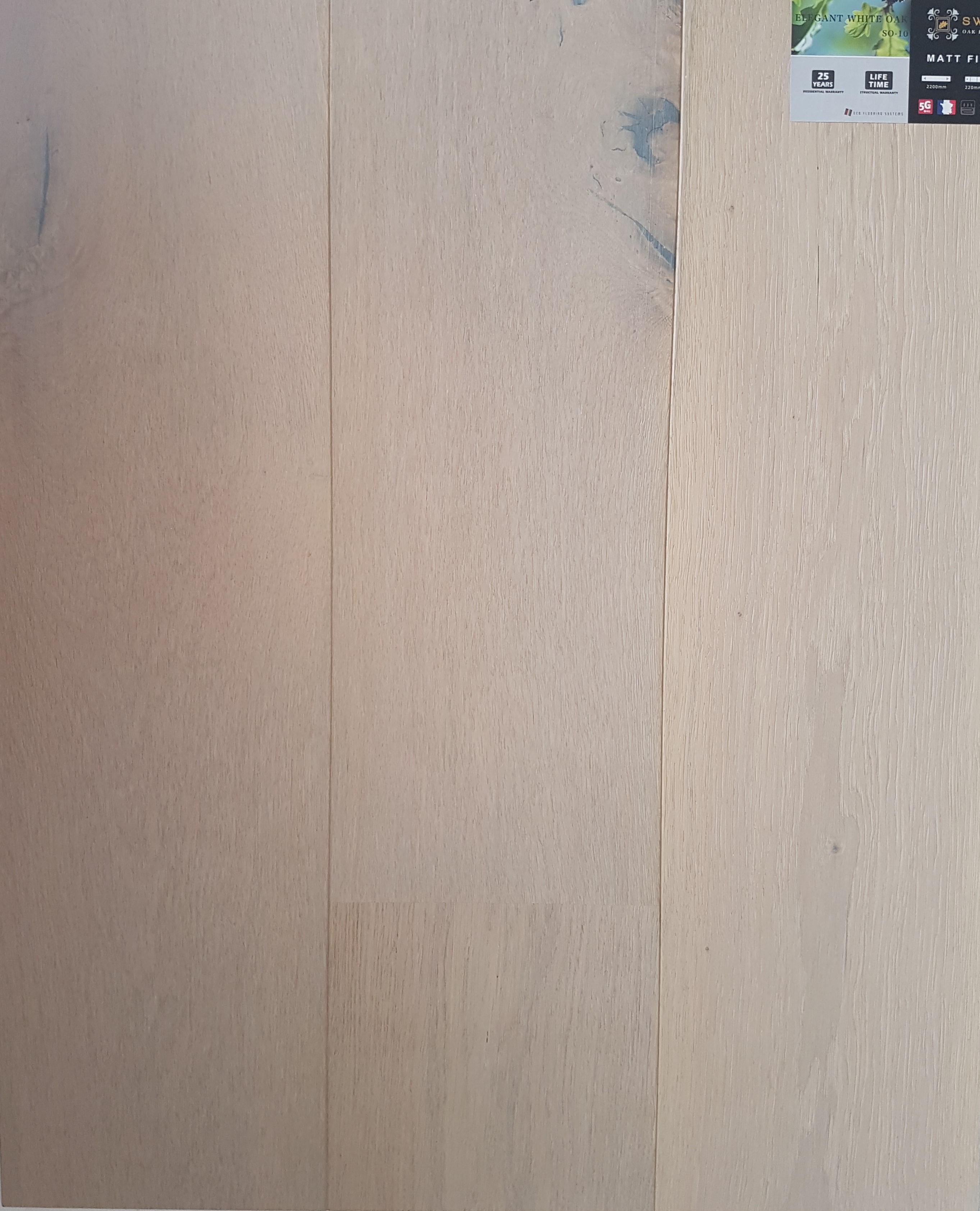 Swish French Elegant White Engineered Oak Flooring 2200mm x 220mm x ...
