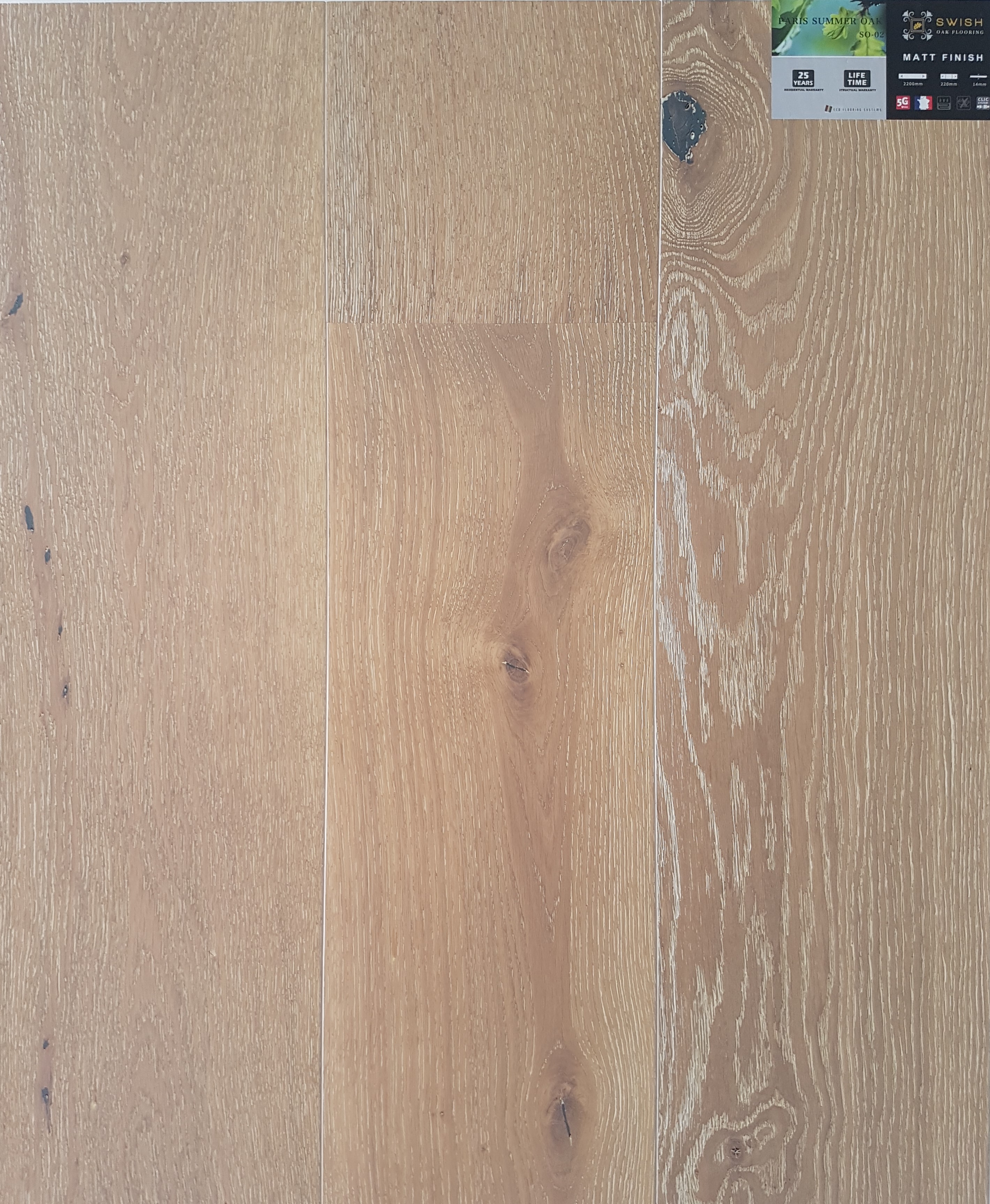 Swish French Paris Summer Engineered Oak Flooring 2200mm x 220mm x 14mm ...